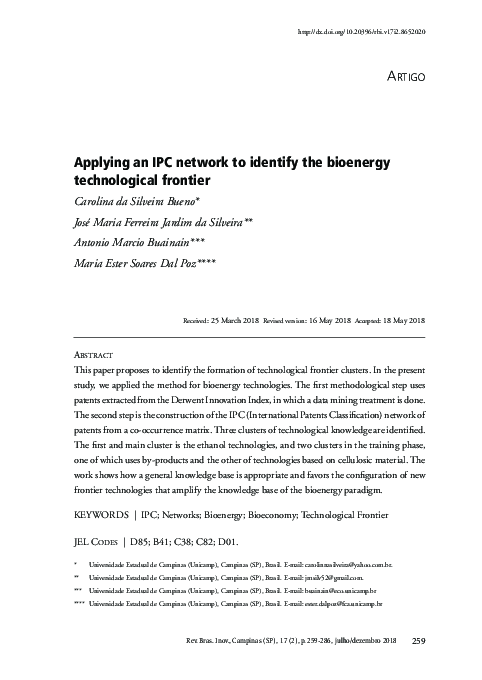 (PDF) Applying an IPC network to identify the bioenergy technological ...