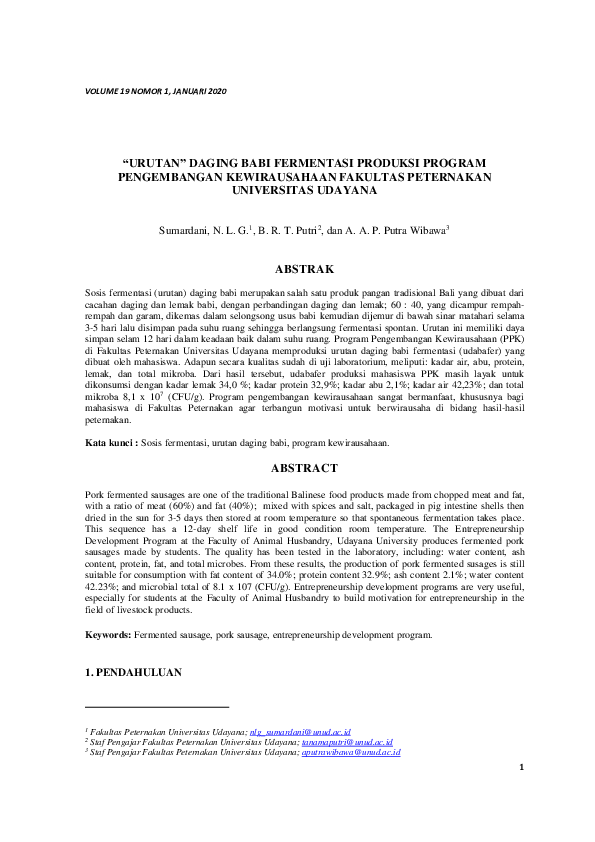 (PDF) “Urutan” Daging Babi Fermentasi Produksi Program Pengembangan ...