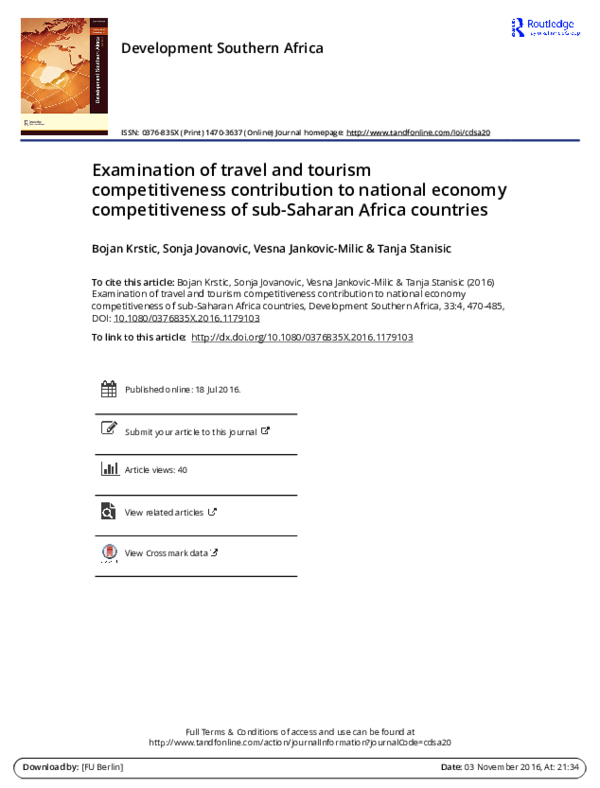 (PDF) Tourism's Impact on Sub-Saharan Economic Competitiveness