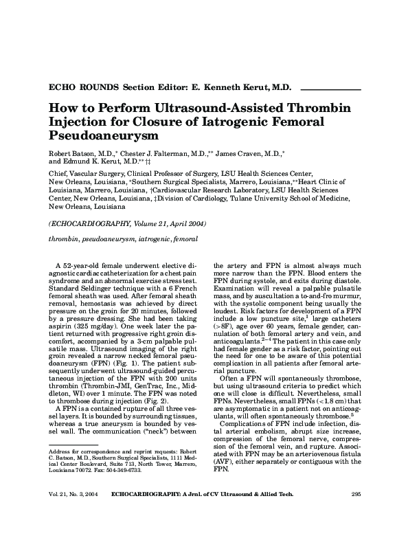 (PDF) How to Perform Ultrasound-Assisted Thrombin Injection for Closure ...