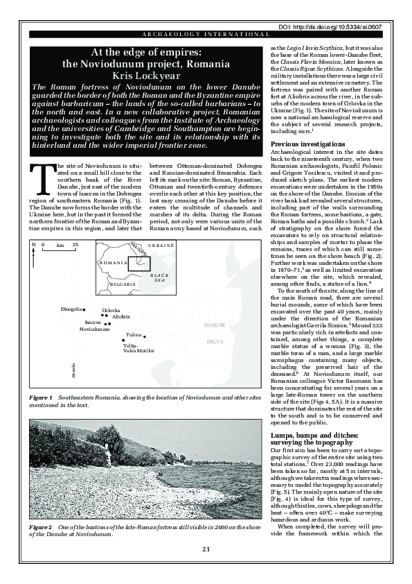 (PDF) At the edge of empires: the Noviodunum project, Romania