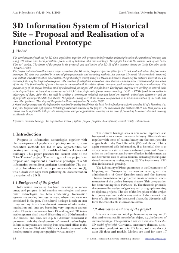 (PDF) 3D Information System of Historical Site – Proposal and ...