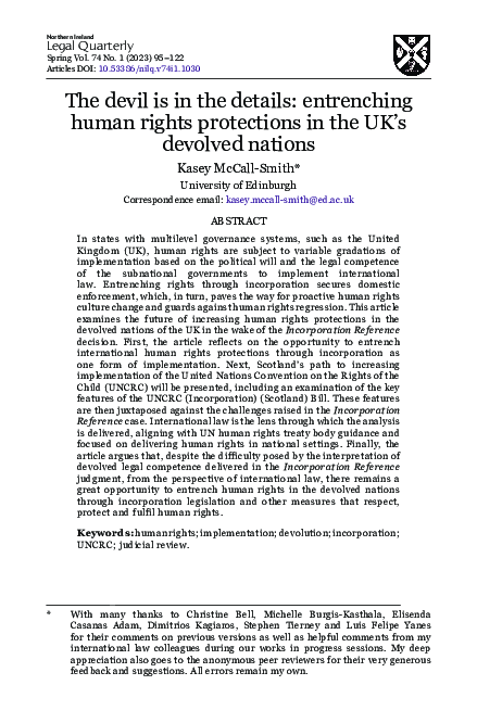 (PDF) The devil is in the details: entrenching human rights protections ...
