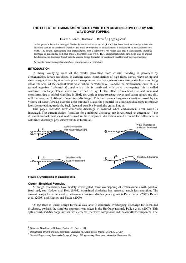 (PDF) The Effect of Embankment Crest Width on Combined Overflow and ...
