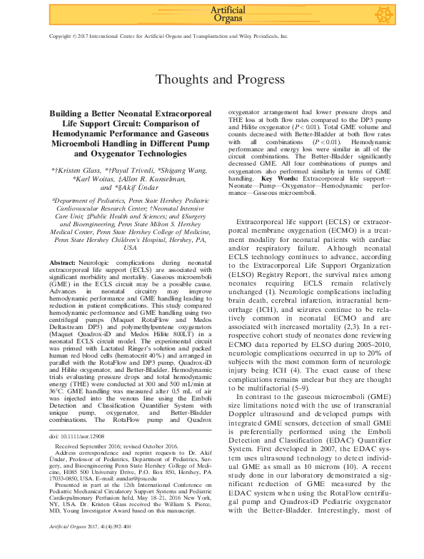 (PDF) Building a Better Neonatal Extracorporeal Life Support Circuit ...