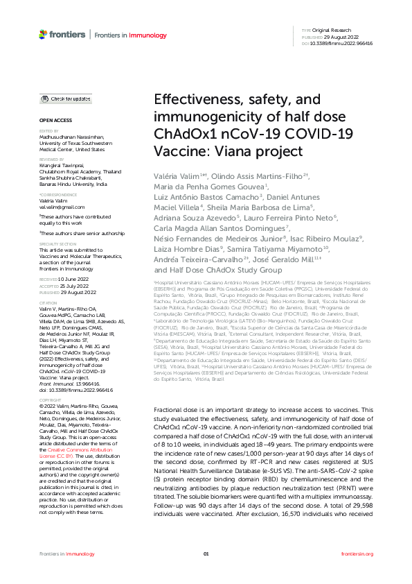 (PDF) Effectiveness, safety, and immunogenicity of half dose ChAdOx1 ...