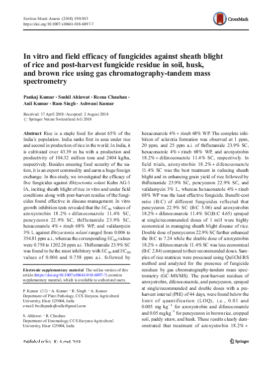 (PDF) In vitro and field efficacy of fungicides against sheath blight ...