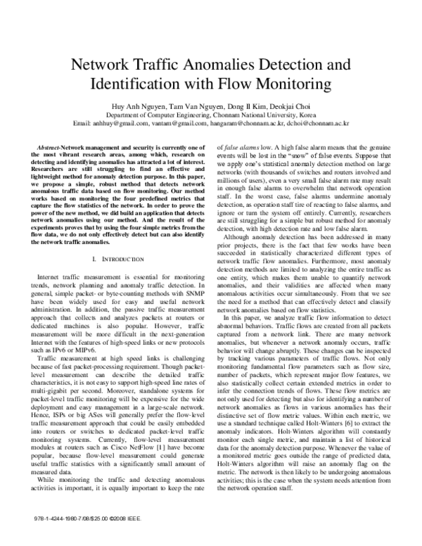 Pdf Network Traffic Anomalies Detection And Identification With Flow Monitoring