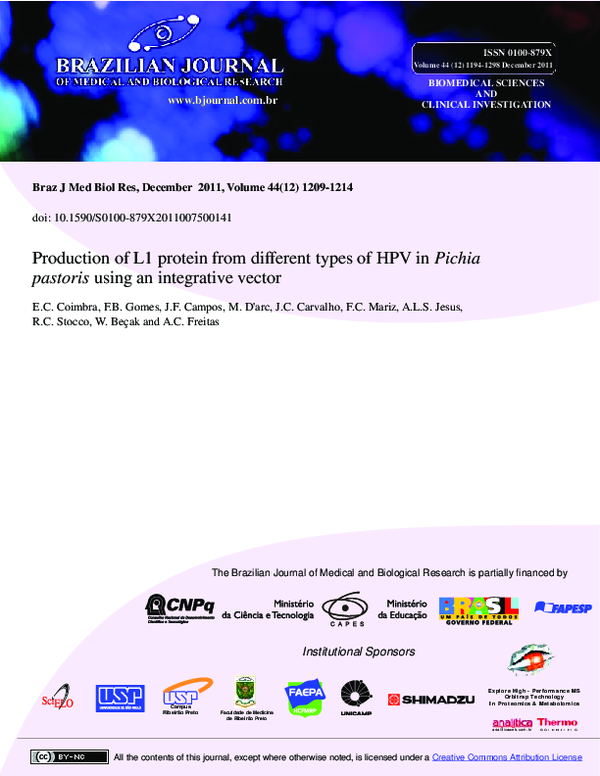 (PDF) Production of L1 protein from different types of HPV in Pichia ...