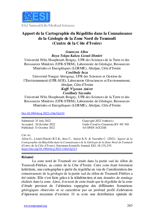 (PDF) Apport de la Cartographie du Régolithe dans la Connaissance de la ...