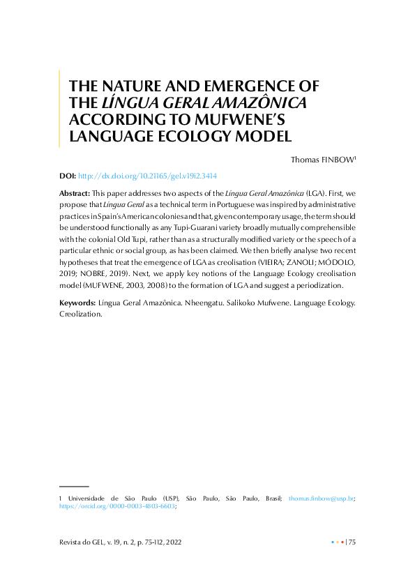 (PDF) The Nature and Emergence of the Língua Geral Amazônica according ...