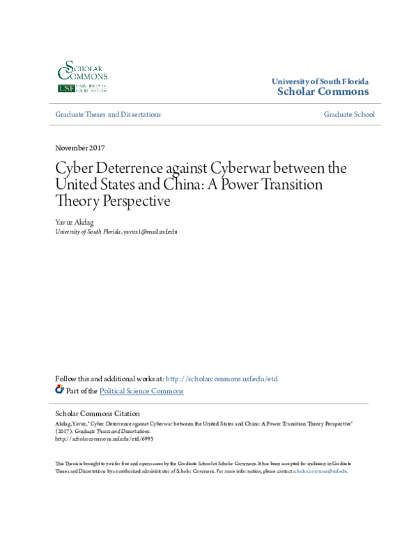 (PDF) Cyber Deterrence against Cyberwar between the United States and ...