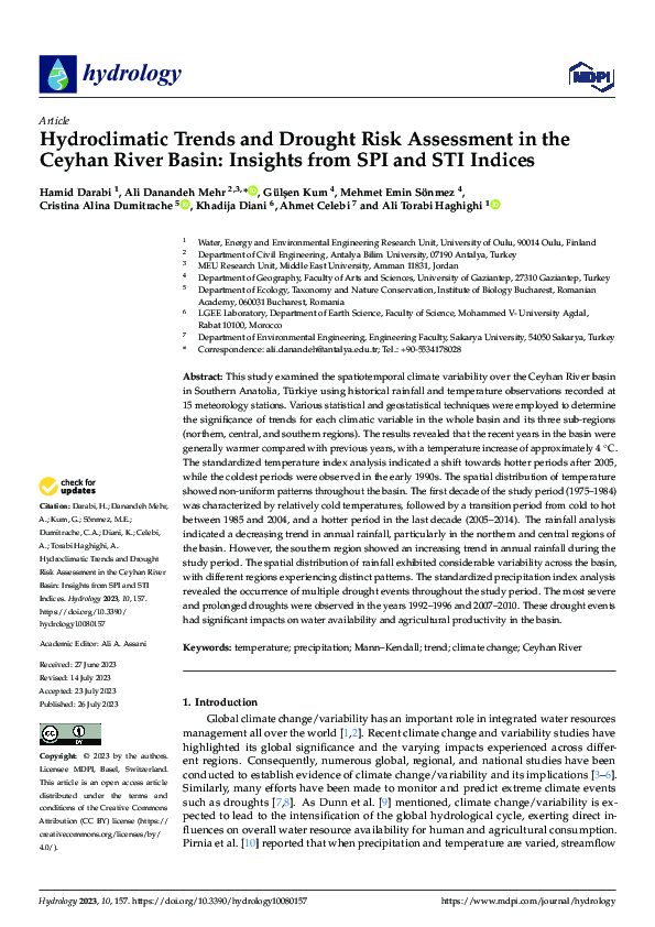 (PDF) Hydroclimatic Trends and Drought Risk Assessment in the Ceyhan ...
