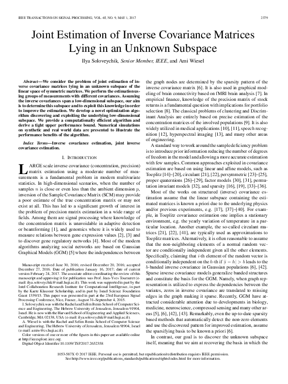 (PDF) Joint Estimation of Inverse Covariance Matrices Lying in an ...