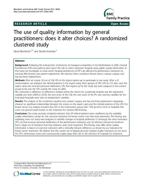 (PDF) The use of quality information by general practitioners: does it ...