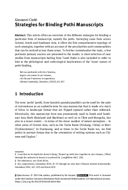 (PDF) Strategies for Binding Pothi Manuscripts