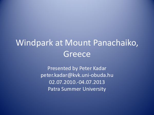 (PDF) Windpark at Mount Panachaiko, Greece