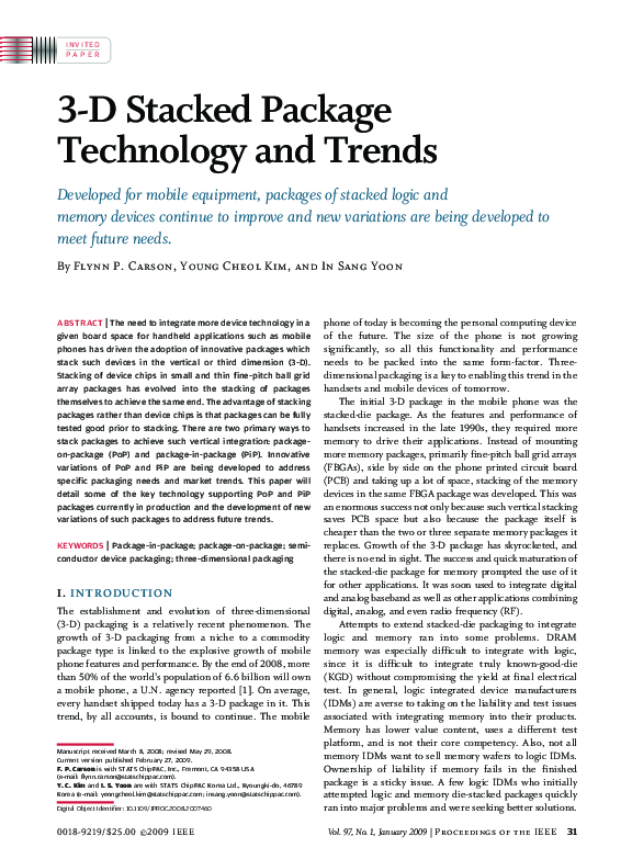 (PDF) 3-D Stacked Package Technology and Trends