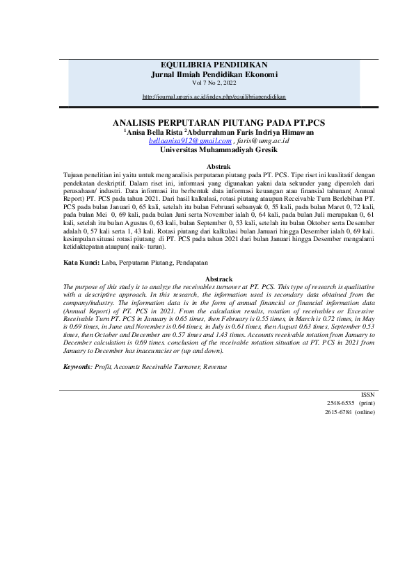 (PDF) Analisis Perputaran Piutang Pada PT.PCS
