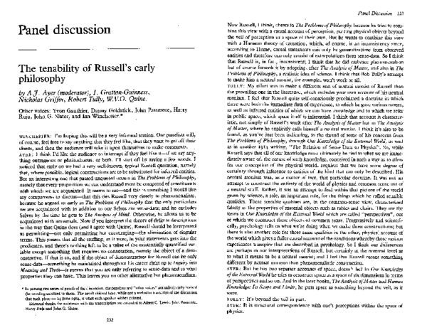 (PDF) The Tenability of Russell's Early Philosophy