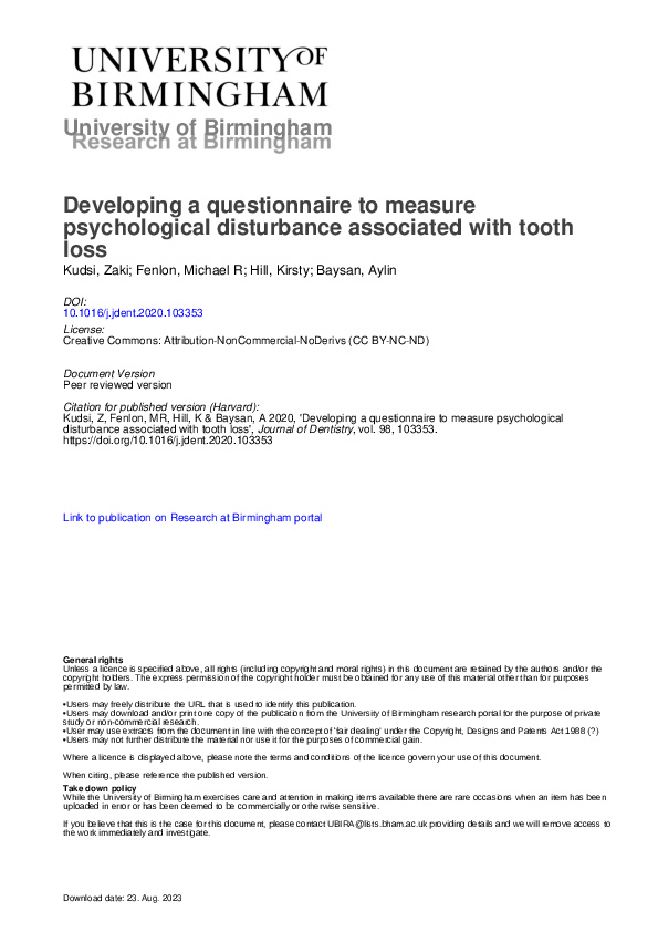 (PDF) Developing a questionnaire to measure psychological disturbance ...