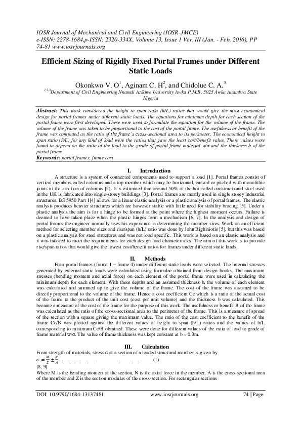 (PDF) Efficient Sizing of Rigidly Fixed Portal Frames under Different Static Loads