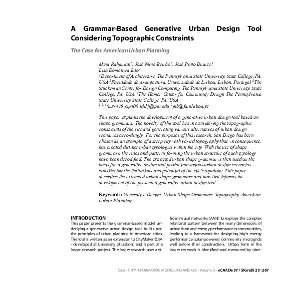 (PDF) A Grammar-Based Generative Urban Design Tool Considering Topographic Constraints The Case ...