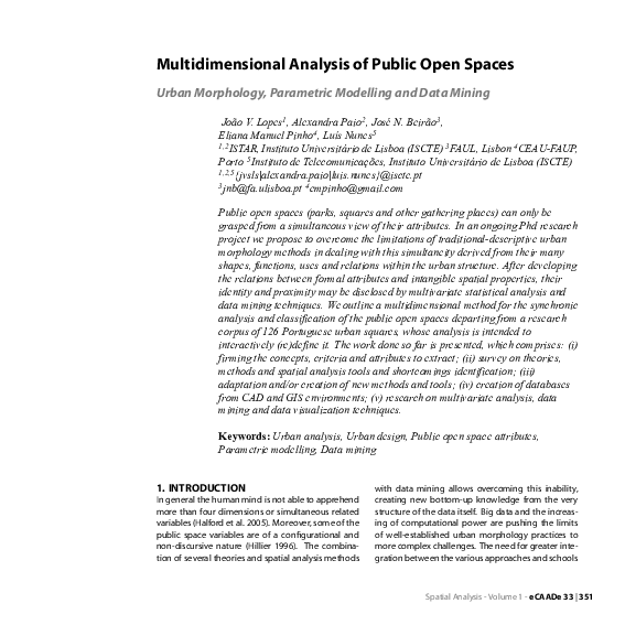 (PDF) Multidimensional Analysis of Public Open Spaces - Urban Morphology, Parametric Modelling ...