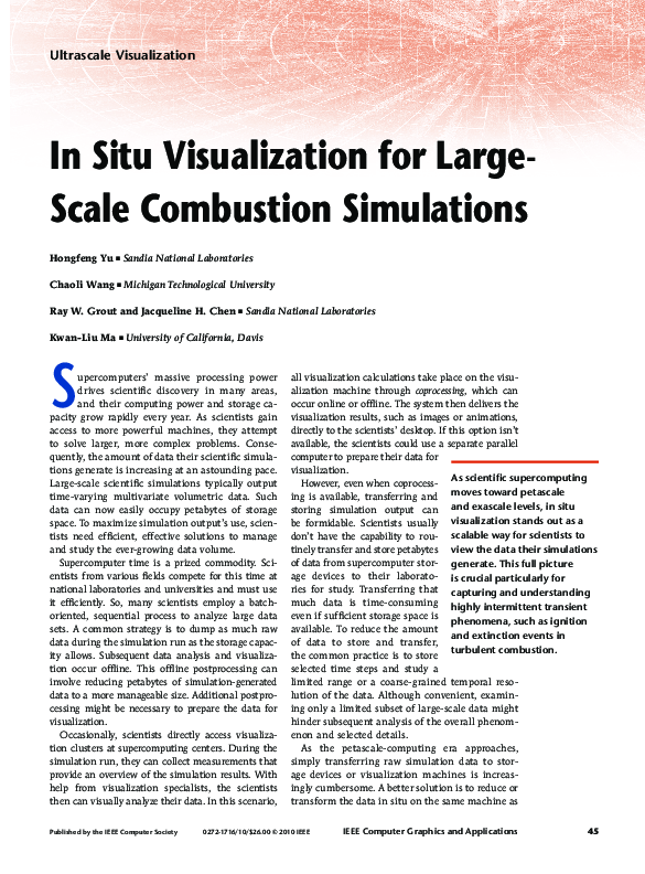 (PDF) In Situ Visualization for Large-Scale Combustion Simulations