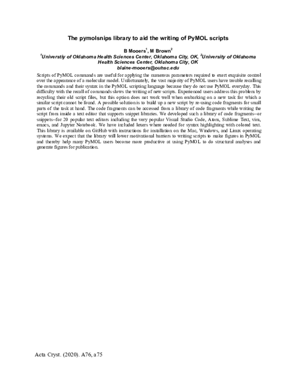 (PDF) The pymolsnips library to aid the writing of PyMOL scripts