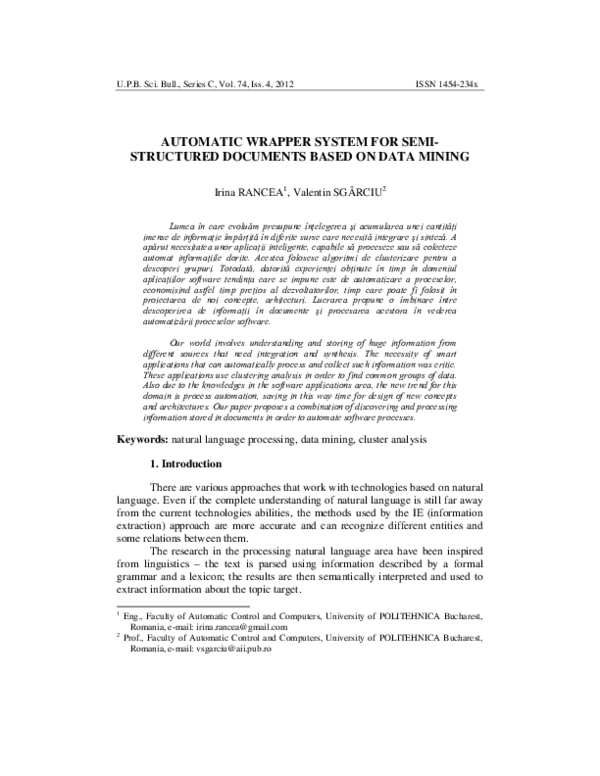 (PDF) Automatic Wrapper System for Semi-Structured Documents Based on Data Mining