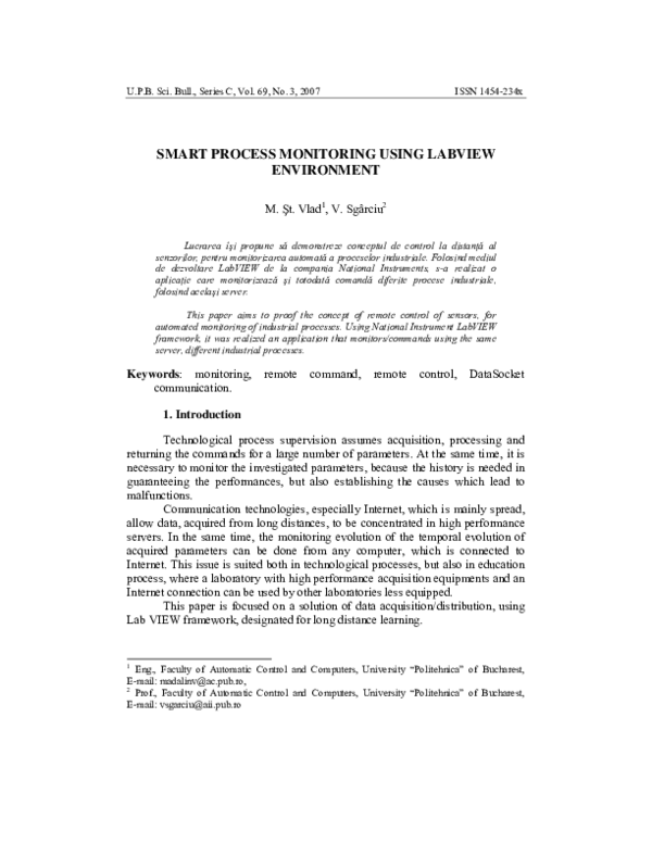 (PDF) Smart Process Monitoring Using Labview Environment
