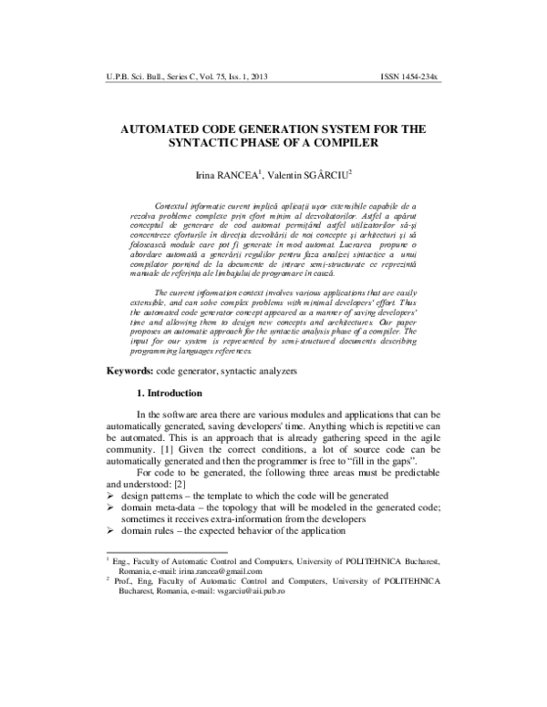 (PDF) Automated Code Generation System for the Syntactic Phase of a Compiler