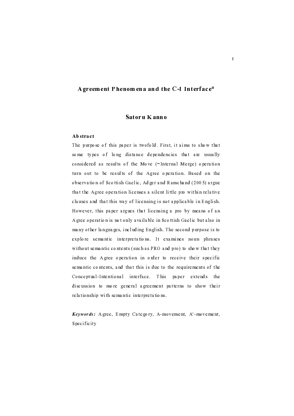 (PDF) Long-Distance Dependencies and Agreement