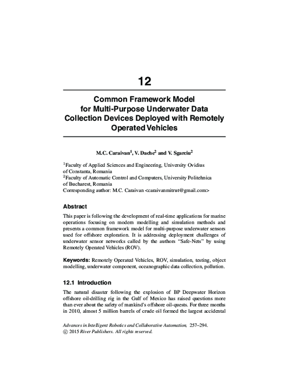 (PDF) Common framework model for multi-purpose underwater data collection devices deployed with ...