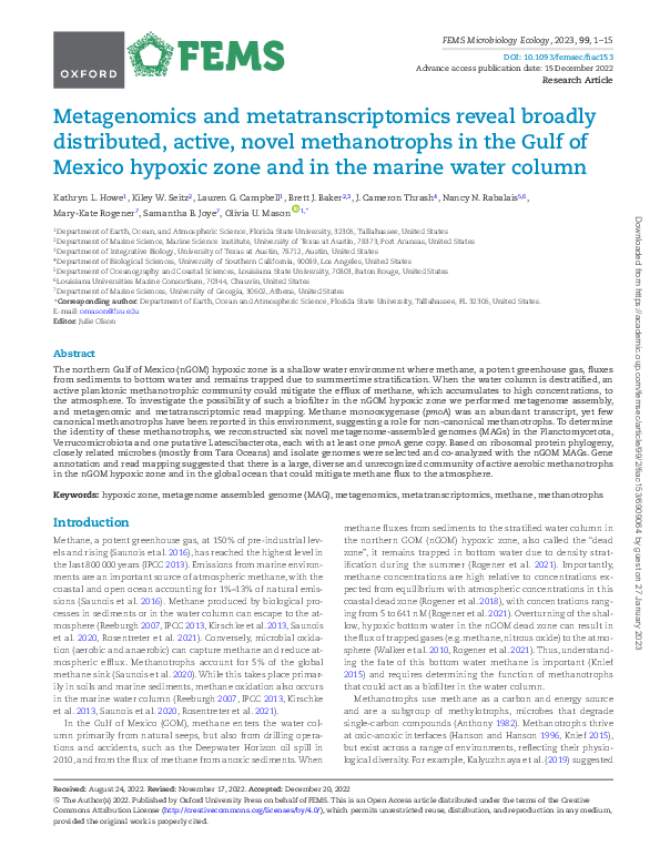 (PDF) Metagenomics and metatranscriptomics reveal broadly distributed ...