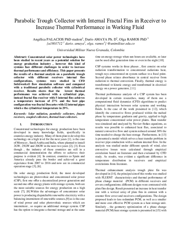 (PDF) Parabolic Trough Collector with Internal Fractal Fins in Receiver ...