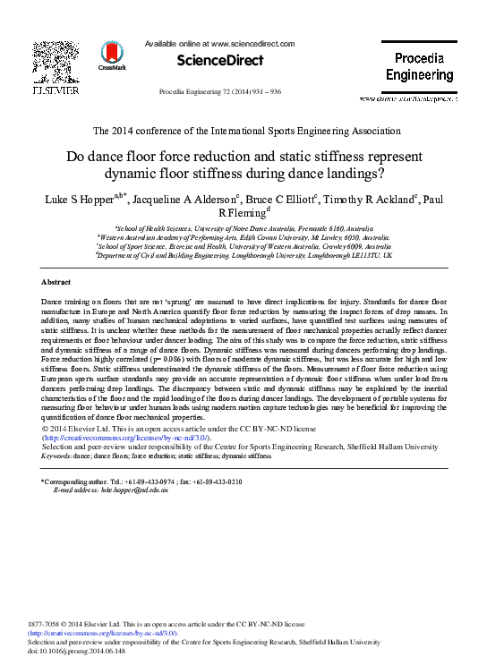 (PDF) Do Dance Floor Force Reduction and Static Stiffness Represent ...