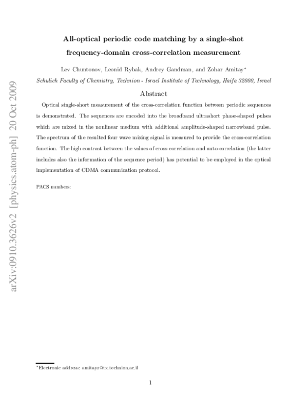 (PDF) Optical periodic code matching by single-shot broadband frequency-domain cross-correlation ...