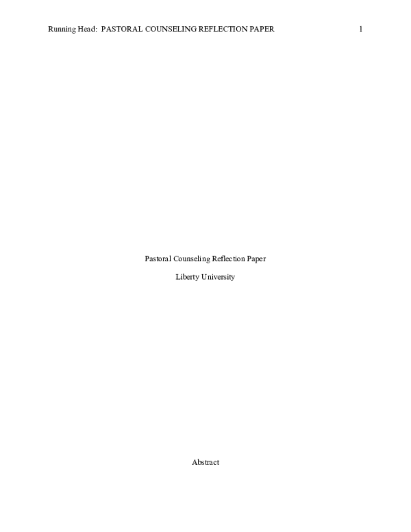 (DOC) Pastoral Counseling Reflection Paper