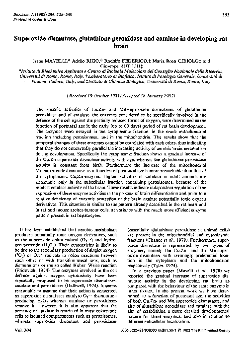 (PDF) Superoxide dismutase, glutathione peroxidase and catalase in ...