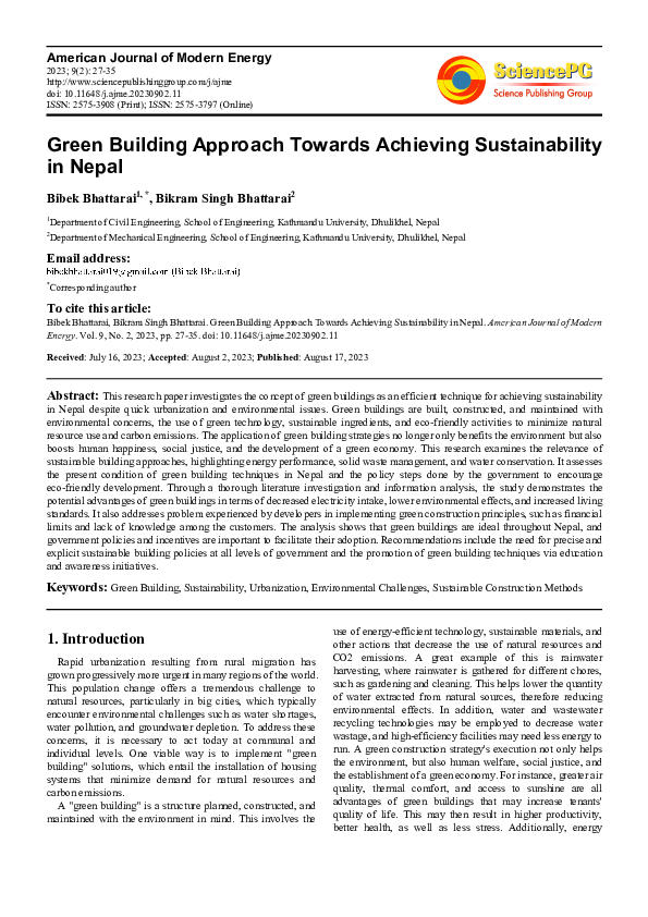 (PDF) Green Building Approach Towards Achieving Sustainability in Nepal