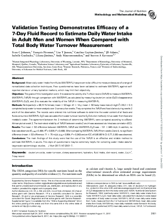 (PDF) Validation Testing Demonstrates Efficacy of a 7-Day Fluid Record ...