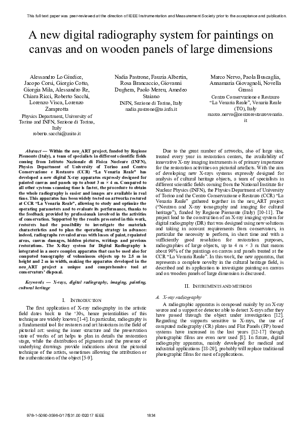 A new digital radiography system for paintings on canvas and on wooden ...