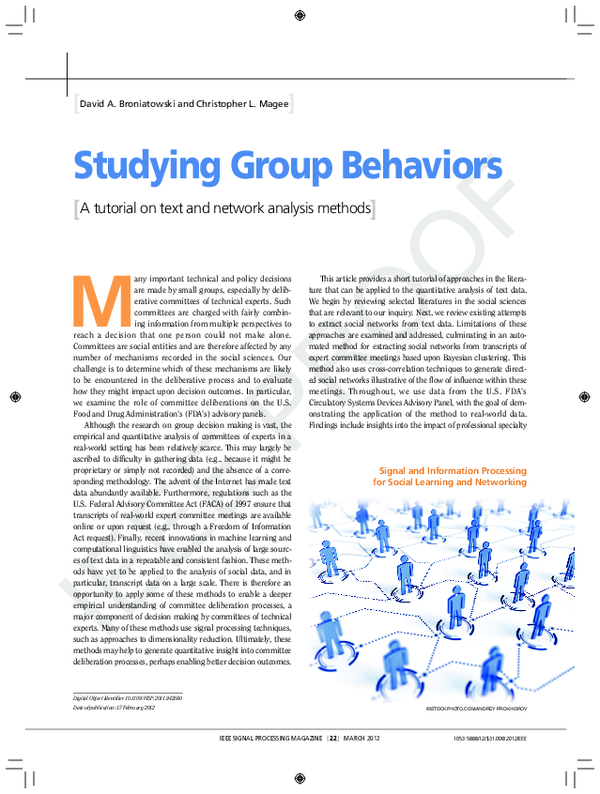 (PDF) Studying Group Behaviors