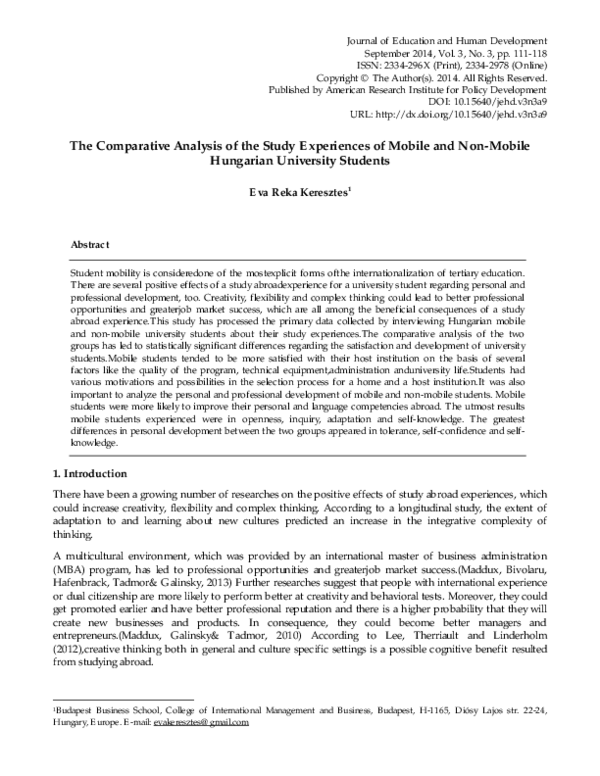 (PDF) The Comparative Analysis of the Study Experiences of Mobile and ...