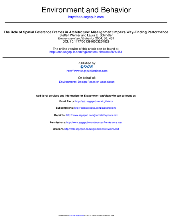 (PDF) The Role of Spatial Reference Frames in Architecture | Steffen WERNER - Academia.edu