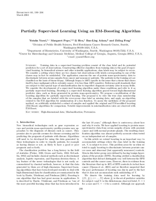 (PDF) Partially Supervised Learning Using an EM‐Boosting Algorithm