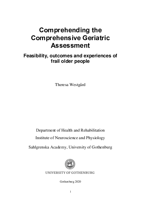 (PDF) Comprehending the Comprehensive Geriatric Assessment. Feasibility ...