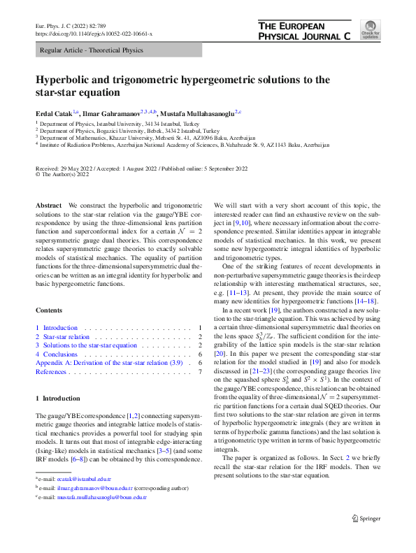 (PDF) Hyperbolic and trigonometric hypergeometric solutions to the star ...